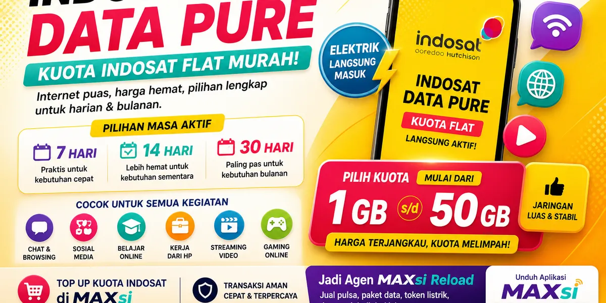 Indosat Data Pure: Kuota Indosat Flat Murah 7, 14, dan 30 Hari